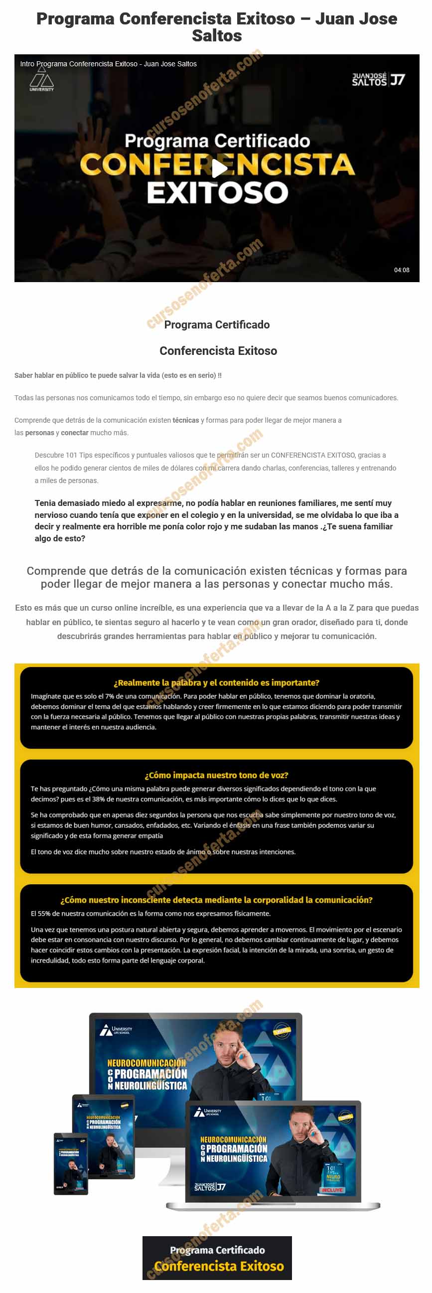 Programa Certificado Conferencista Exitoso - Juan José Saltos - cursosenoferta.com